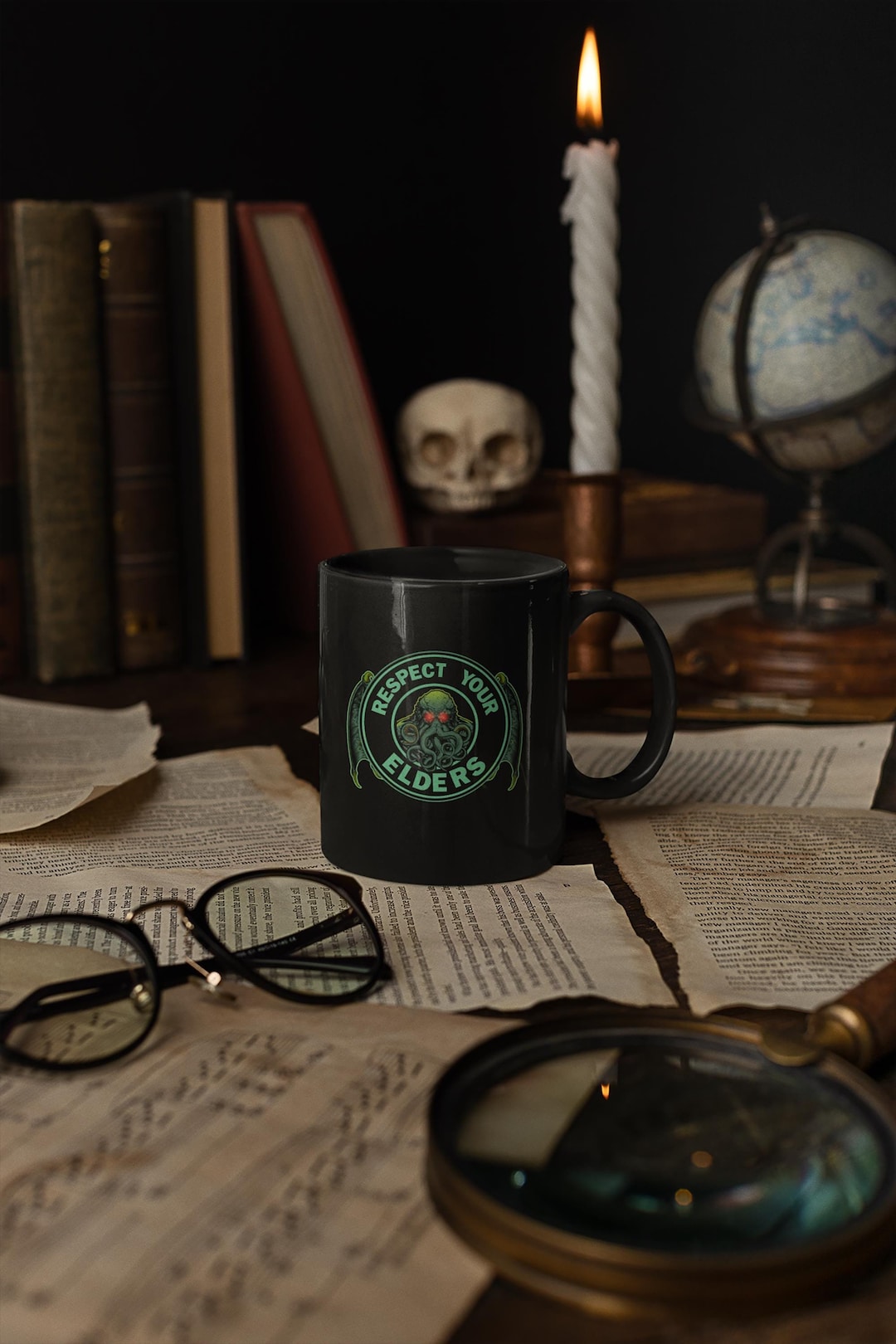 Cthulhu Coffee Mug. Respect Your Elders, H.p. Lovecraft, Massachusetts ...