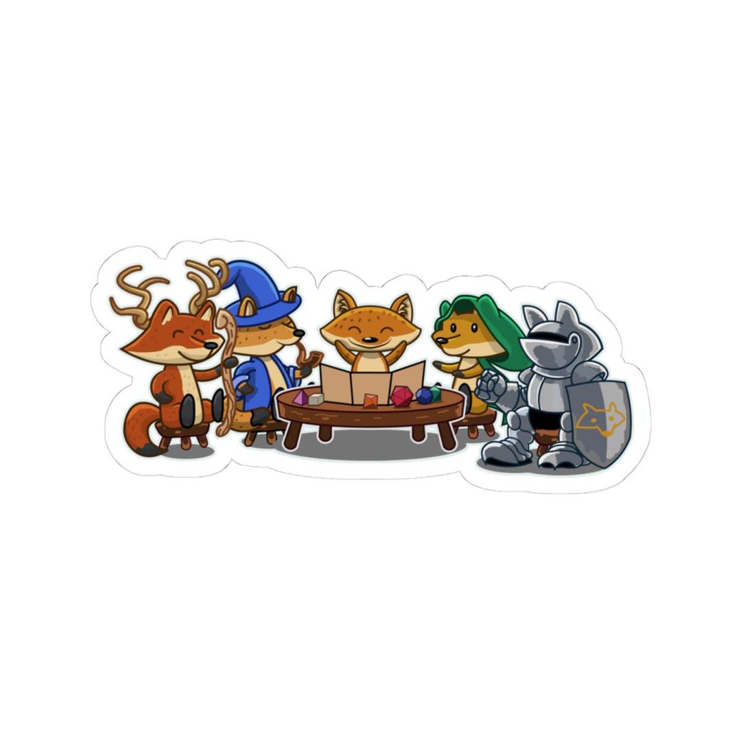 Foxes Playing Dnd Sticker, Dnd Sticker, RPG Cute. Fox Sticker, Dungeon ...