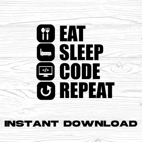Eat Sleep Code Repeat Svg Etsy