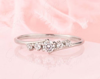 925 Sterling Silver Delicate Promise Ring for Her, Dainty & Simple Womens Promise Ring, White Cz ...