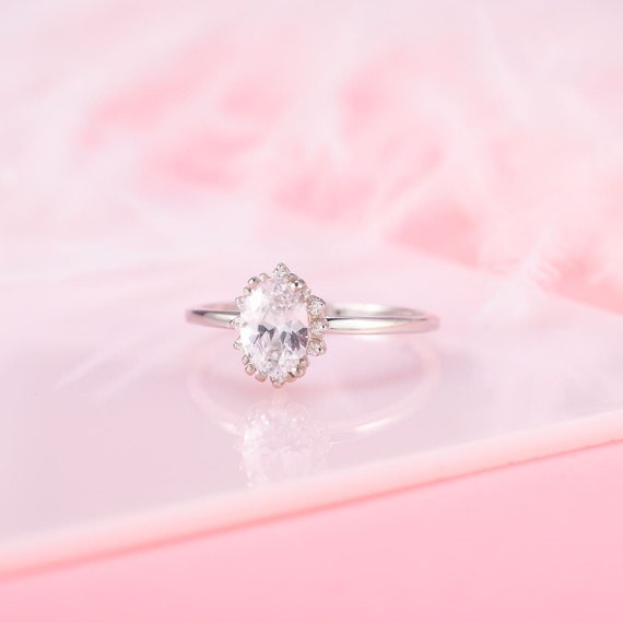 Unique Solitaire Oval Engagement Ring 925 Sterling Silver - Etsy