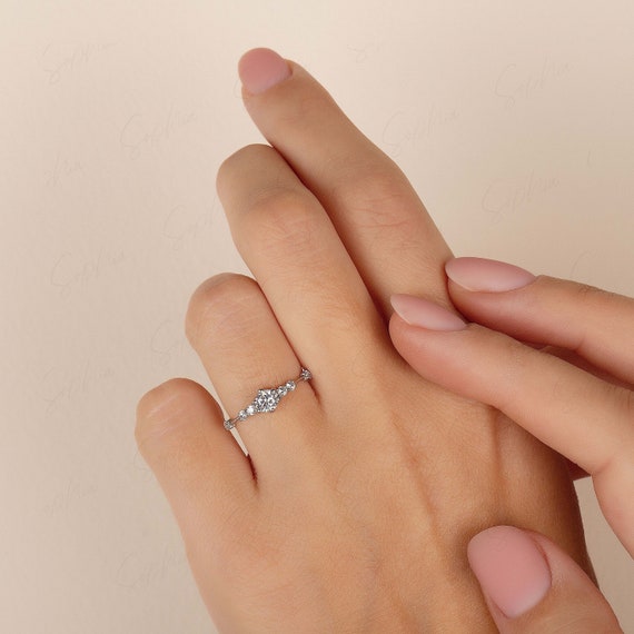 925 Sterling Silver Cz Promise Ring for Her Dainty & Simple - Etsy