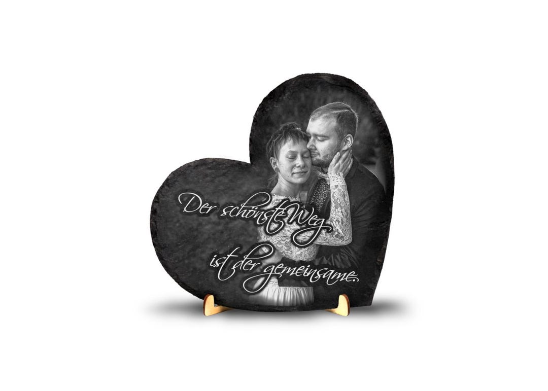 Slate Heart With Individual Photo Engraving, Approx. 30 X 30 Cm ...
