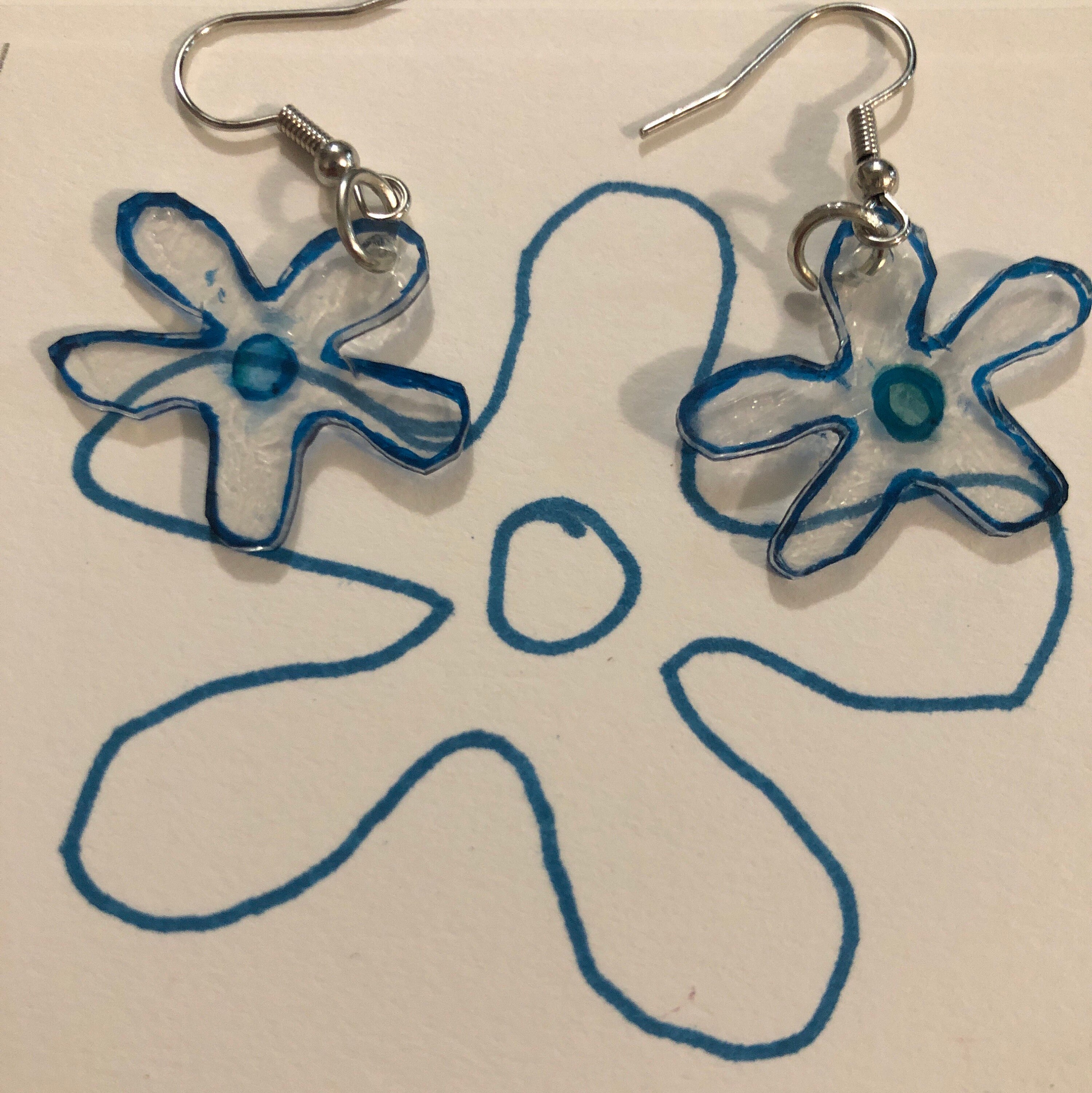Spongebob Squarepants Flower Earrings, Cool Dangle Earrings, Flower ...