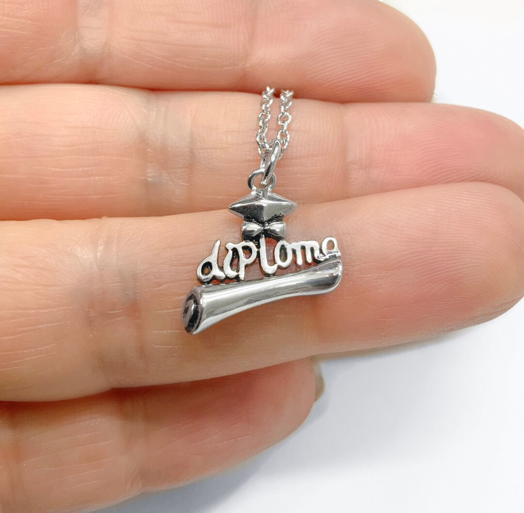 Silver Graduation Charm Necklace/ Diploma Certificate Roll, Graduation ...