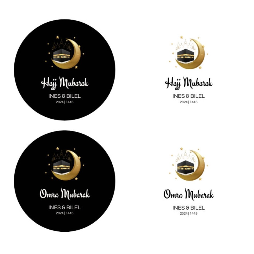 Printable Hajj X Umrah Mubarak Labels Personalized Digital Hajj/umrah ...
