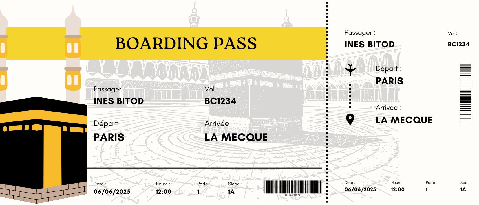 Editable Digital Boarding Pass for Hajj & Umrah | Personalized ...