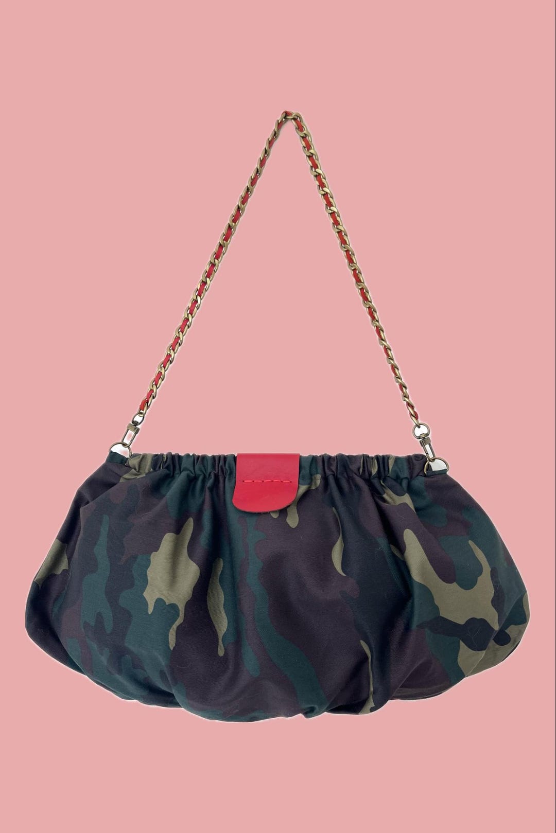 YLDA - Clic-clack Bag Pouch - Camouflage - Chain and Removable Leather ...