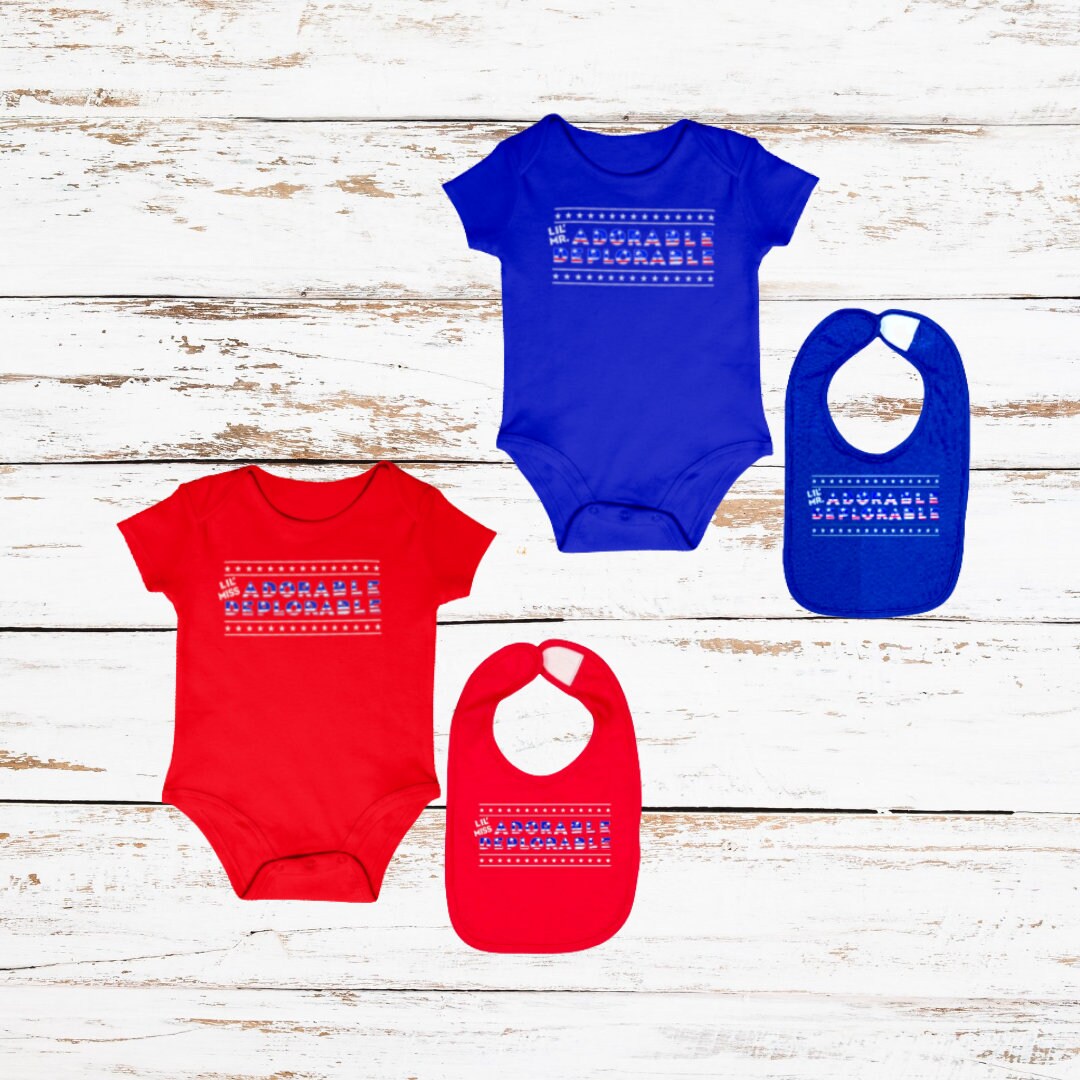 Lil' Miss or Lil' Mr. Adorable Deplorable Onesie and Bib Set Let's Go ...