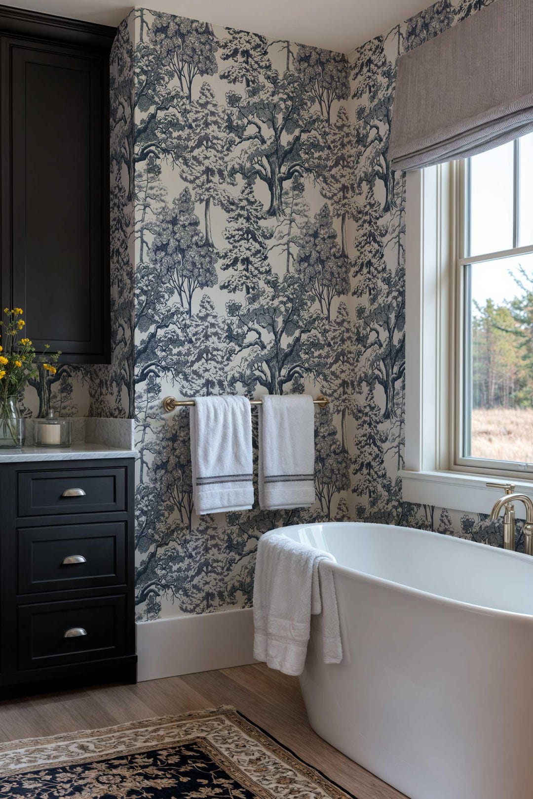 Toile Tree Wallpaper: Hand-drawn Forest Mural - Peel & Stick - Etsy
