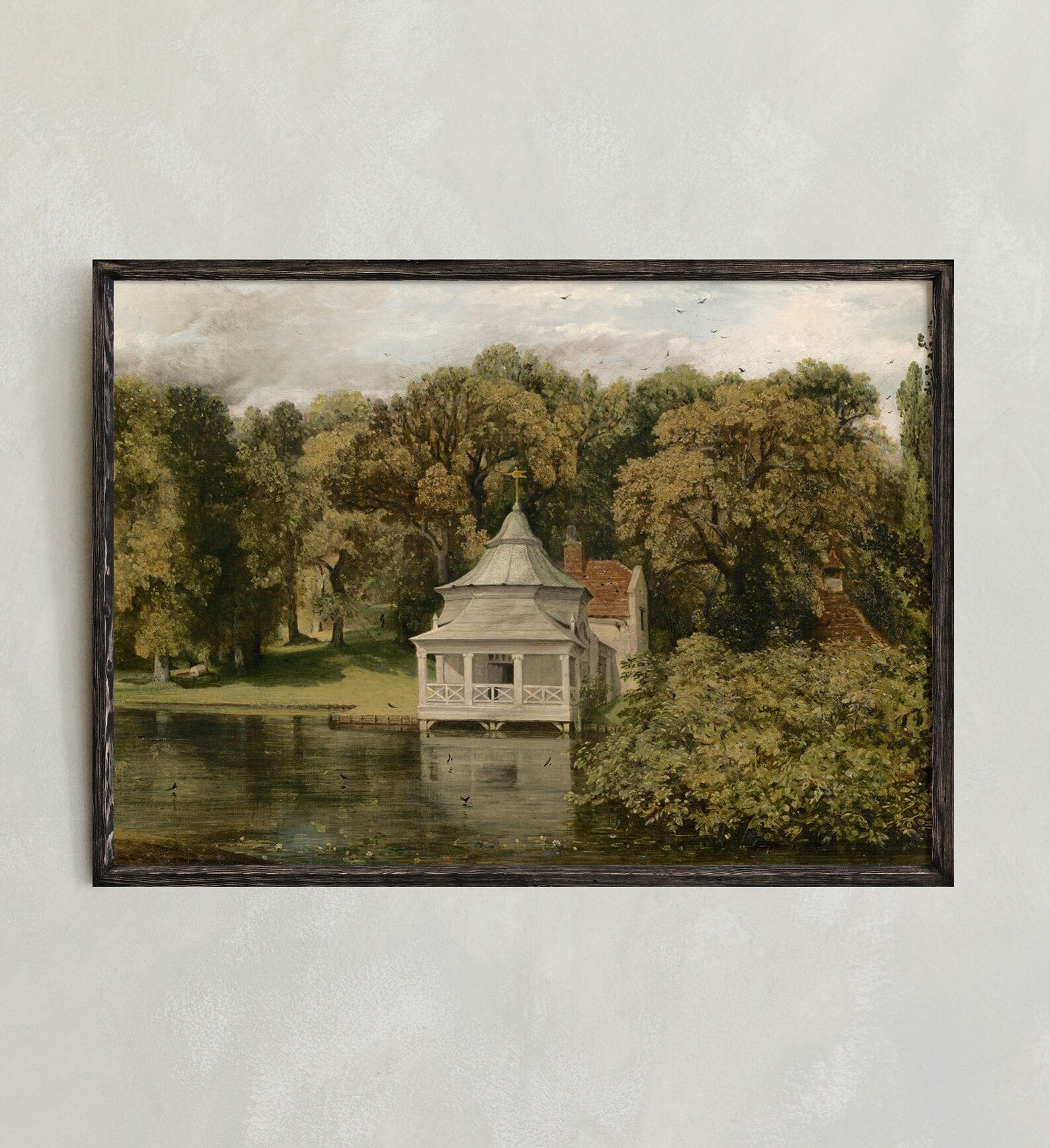 Rustic Landscape Painting Vintage Art Print Cabin Wall - Etsy