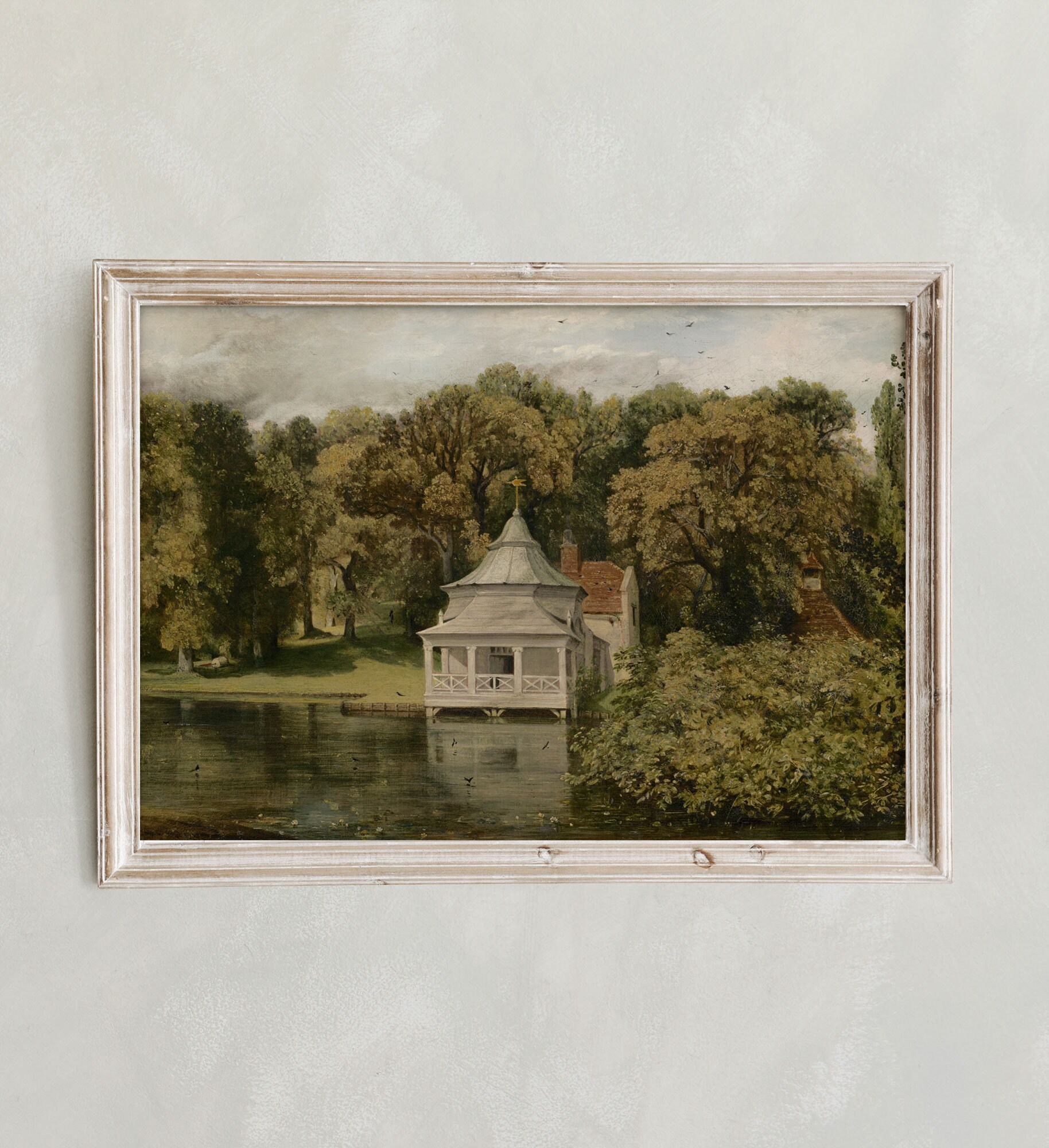 Rustic Landscape Painting Vintage Art Print Cabin Wall - Etsy