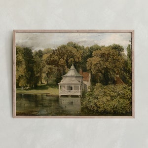 Rustic Landscape Painting Vintage Art Print Cabin Wall - Etsy