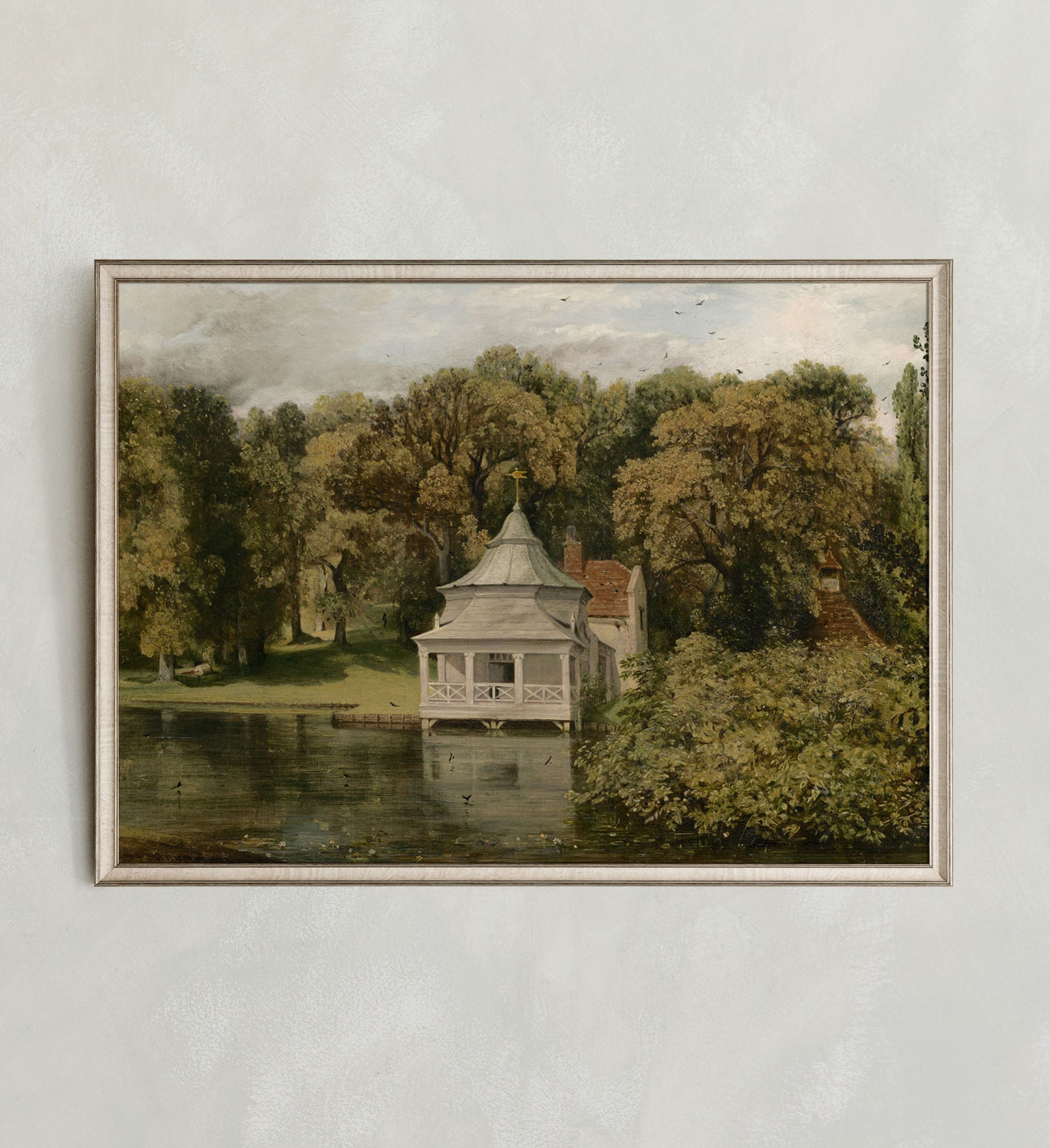 Rustic Landscape Painting Vintage Art Print Cabin Wall - Etsy