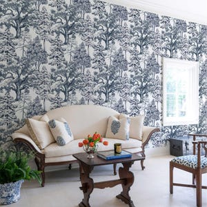 Toile Tree Wallpaper: Hand-drawn Forest Mural - Peel & Stick - Etsy