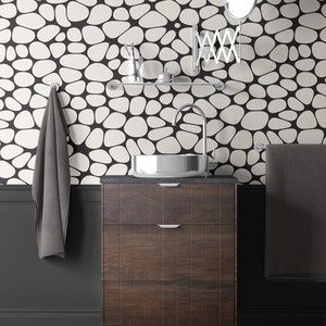 Irregular Rounded Shapes Wallpaper, Peel and Stick, Black and White ...