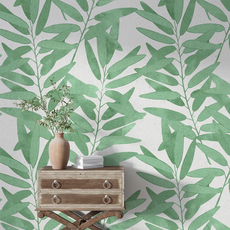 Green Leaf Wallpaper - Etsy