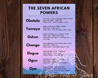 Orisha Chart - Etsy UK