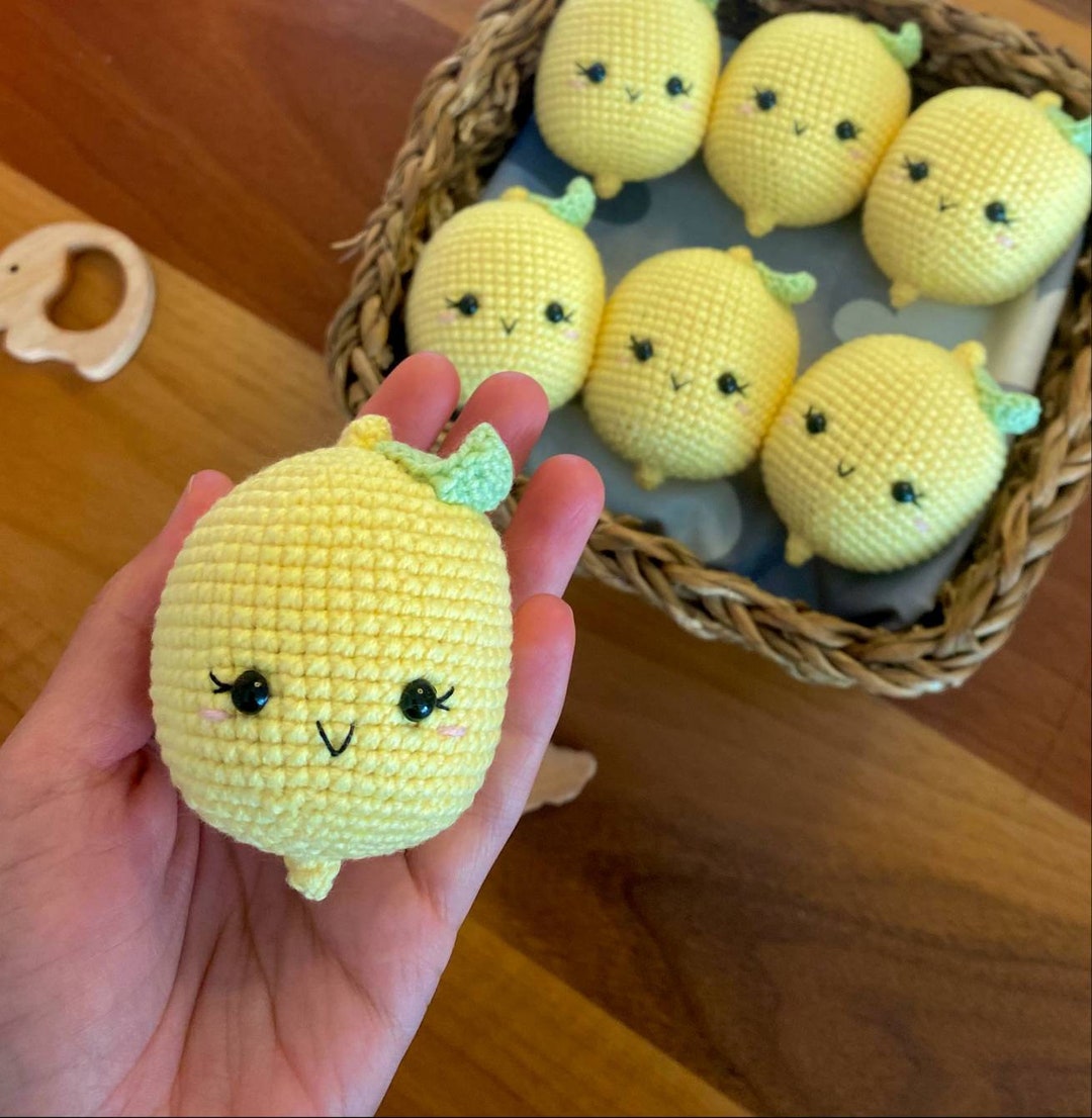 Positive Smile Lemon Plush and Keychain, Cute Lemon Shower, Crochet ...