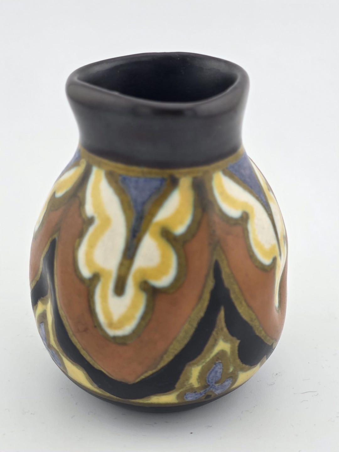 Vintage Dutch Gouda Pottery Hand-painted Aurel Pattern Miniature Vase ...