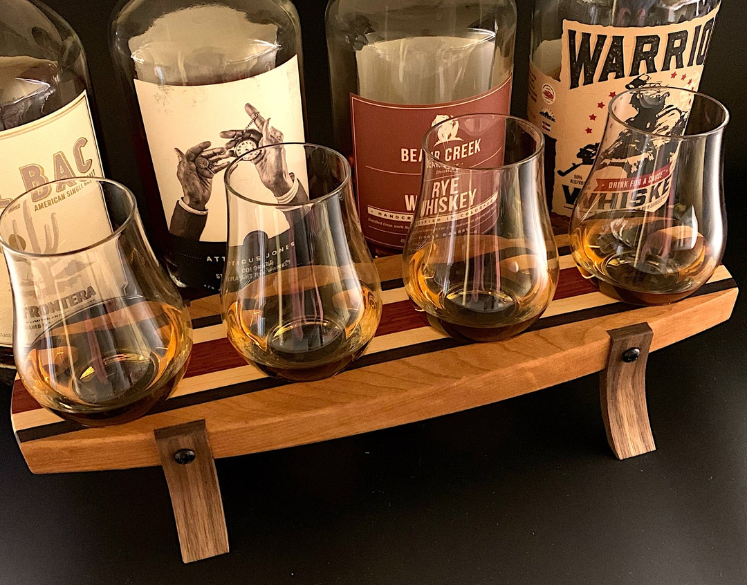 4 Glass Whiskey Flight Bourbon Flight/ Scotch Flight/ Glencairn Glass ...