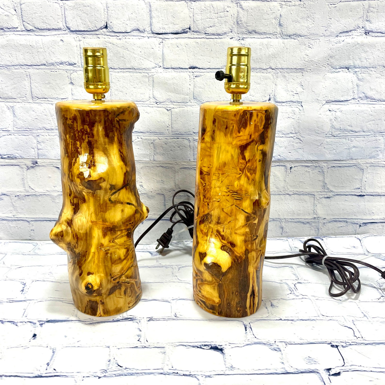 Aspen Log Lamps: Varnished Wood Cabin Decor (pair) - Etsy