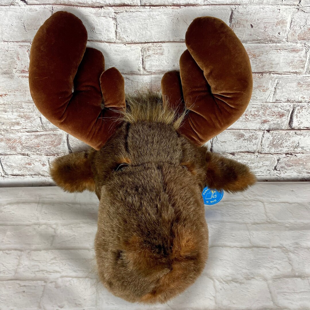 Vintage Moose Head 24" Stuffed Animal Plush Cabin Wall Mount Purr ...