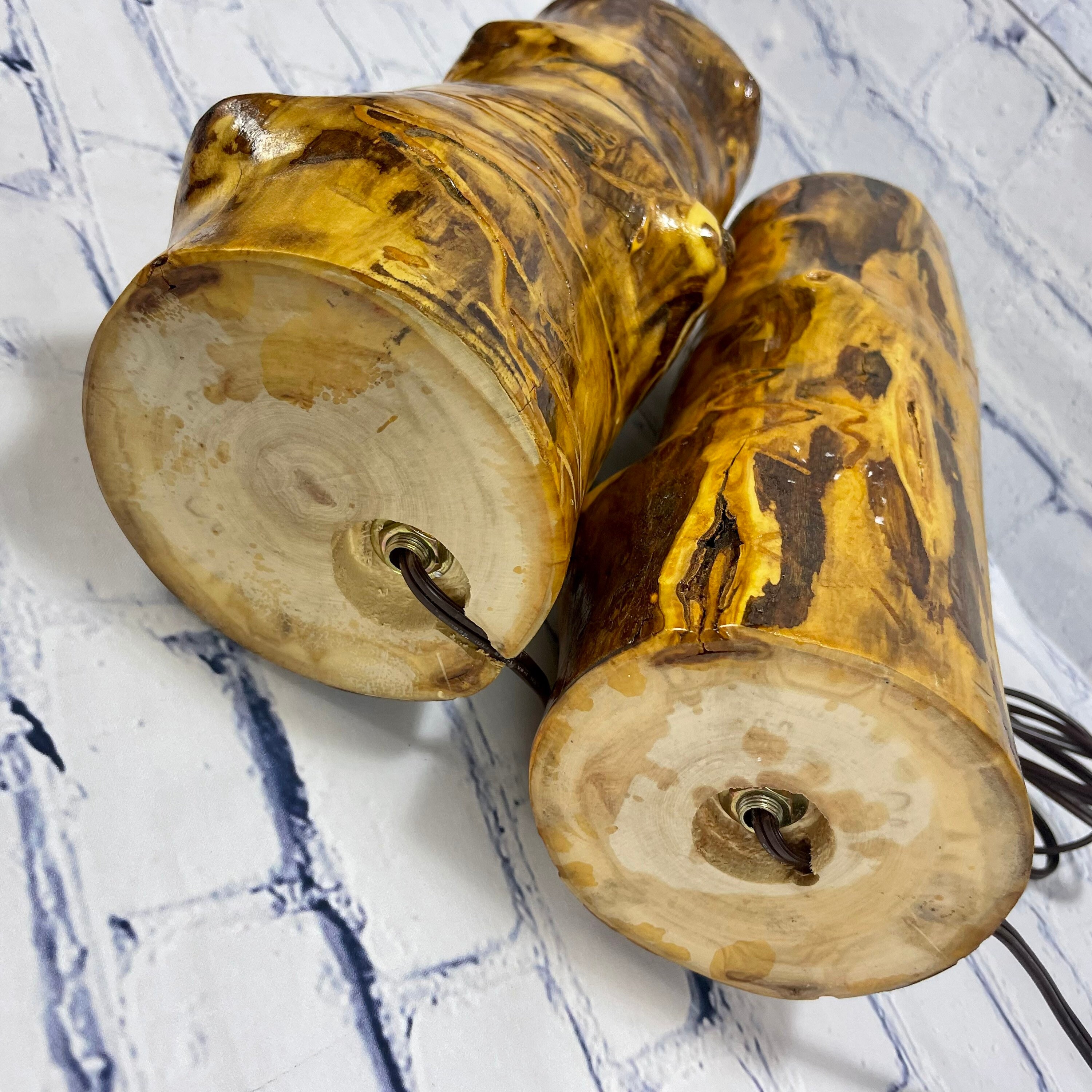 Aspen Log Lamps: Varnished Wood Cabin Decor (pair) - Etsy