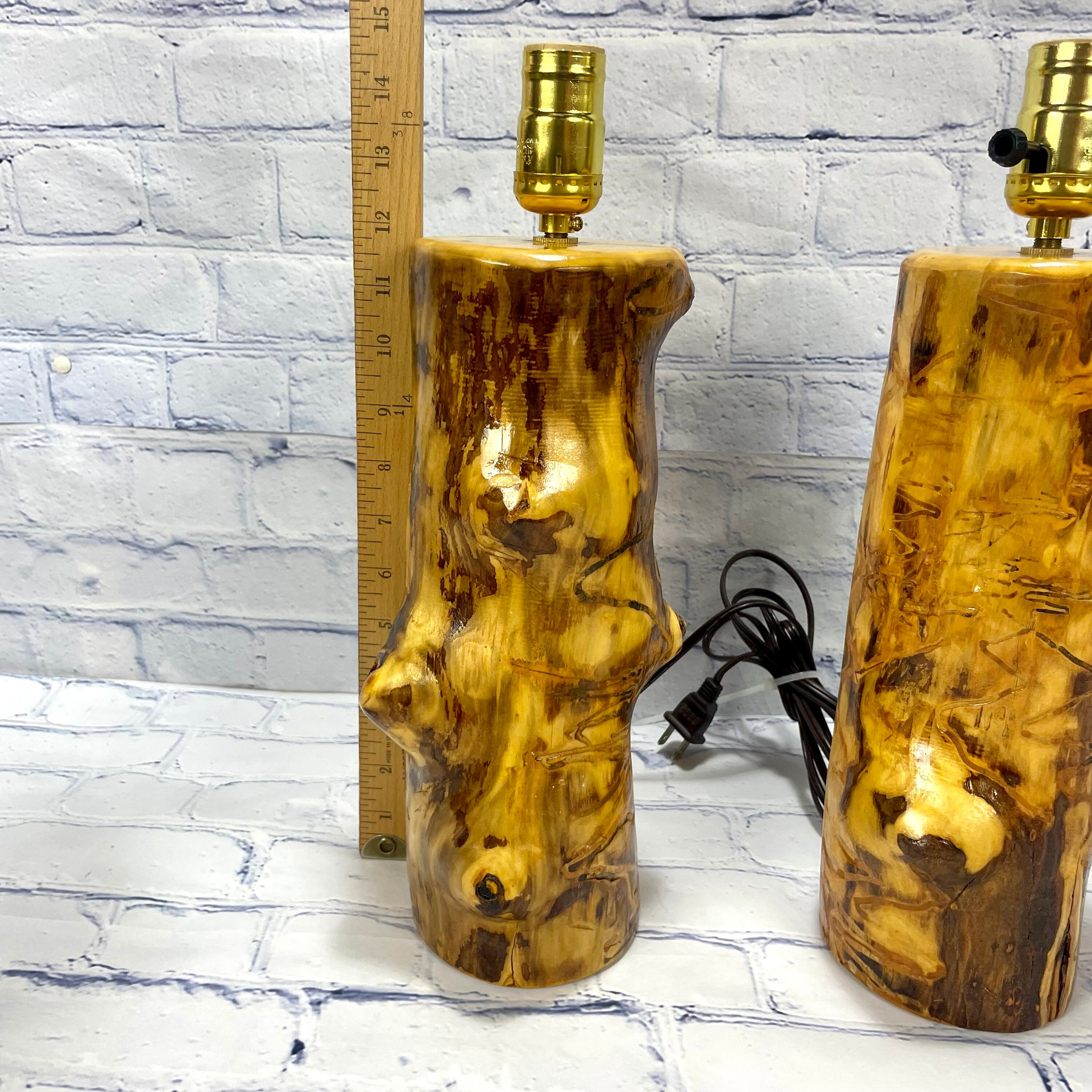 Aspen Log Lamps: Varnished Wood Cabin Decor (pair) - Etsy
