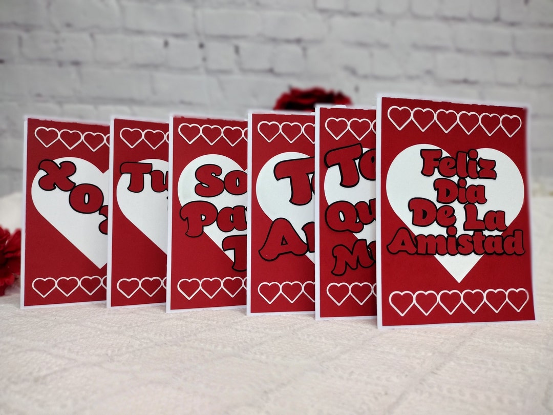 Spanish Valentine Cards, Set of 6 Valentine Cards Handmade Te Amo Cards ...