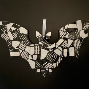 Black & White Bat || Halloween Decor || Mosaic - Etsy
