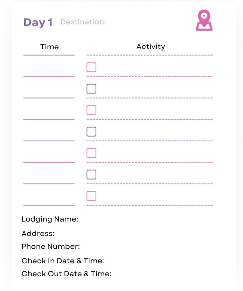 7 Day Travel Itinerary Template, Printable Travel Planner, Trip ...