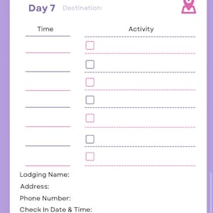 7 Day Travel Itinerary Template, Printable Travel Planner, Trip ...