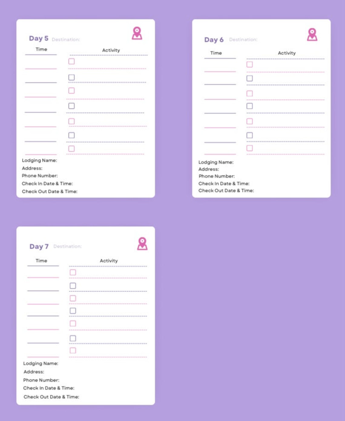 7 Day Travel Itinerary Template, Printable Travel Planner, Trip ...