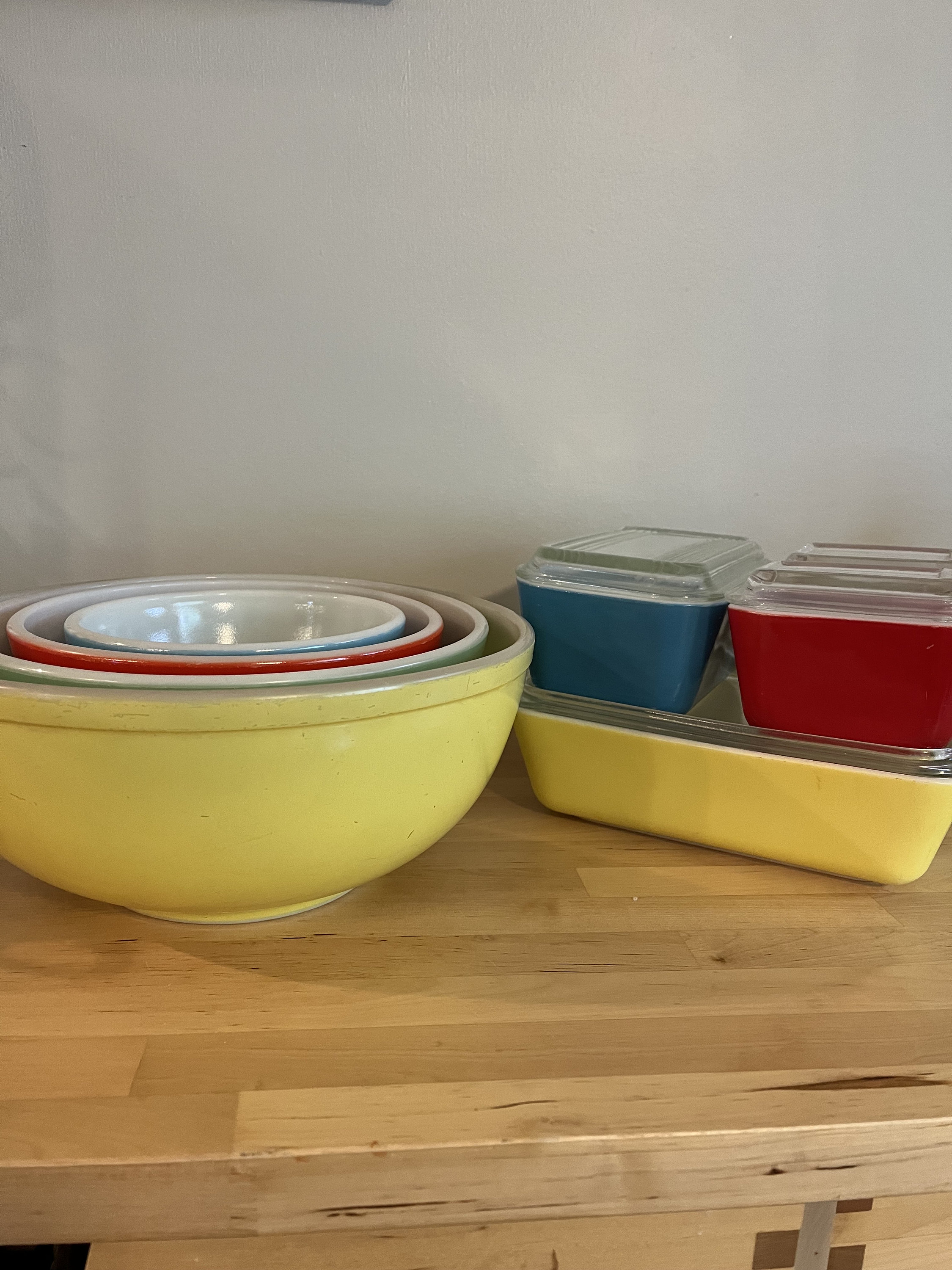 PYREX FULL SET Primary Color Fridgies and Nesting Mixing Bowls 1950s ...