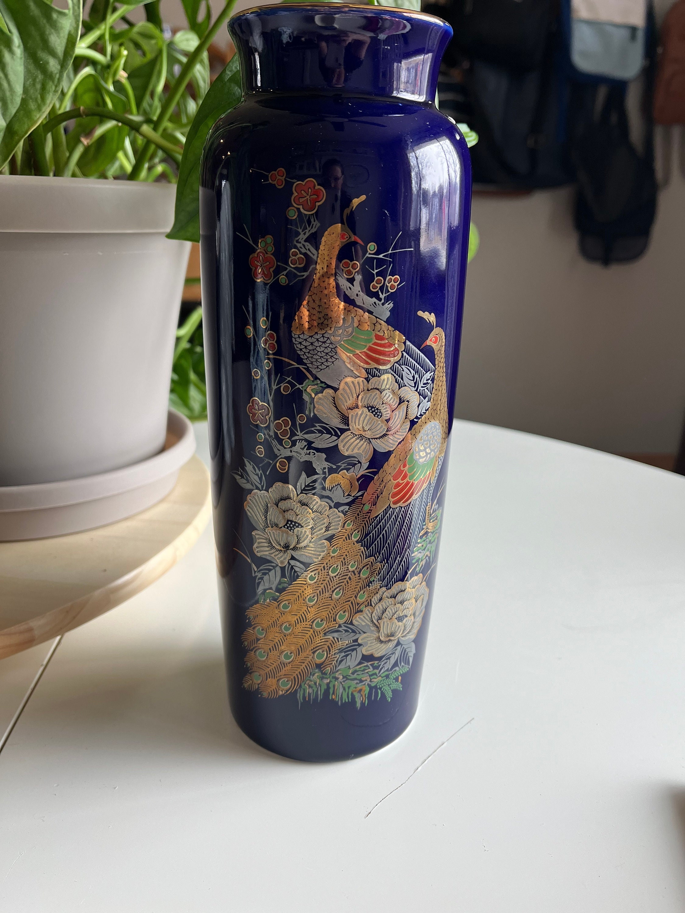 Cobalt Blue Japanese Peacock Floor Vase HEI Japan Himark Giftware - Etsy