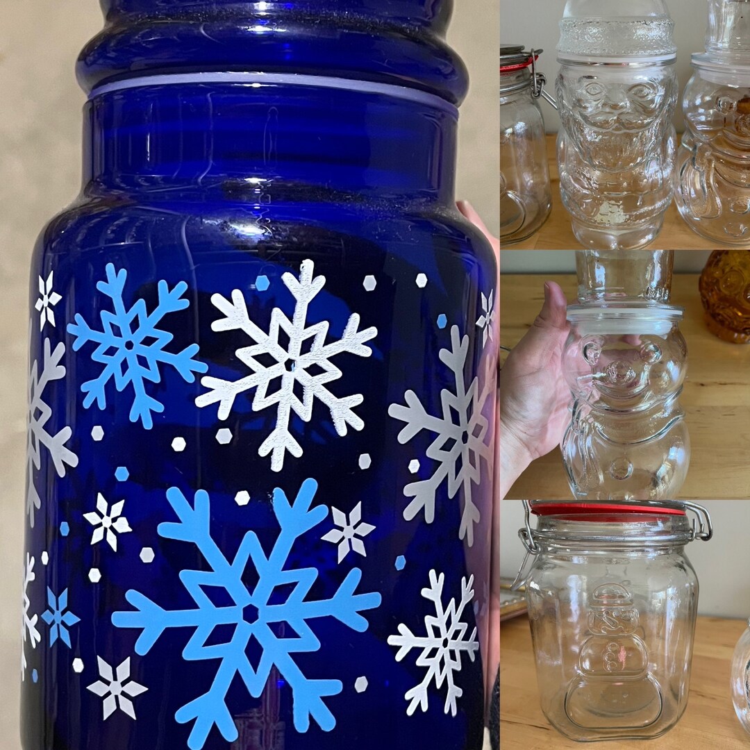 Vintage Winter Themed Candy Jars Gift Jars Libby of Canada Anchor ...