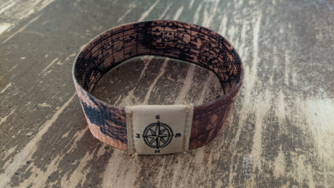 Compass Old Map Bracelet - Super Comfortable Stretch Bracelet - One ...