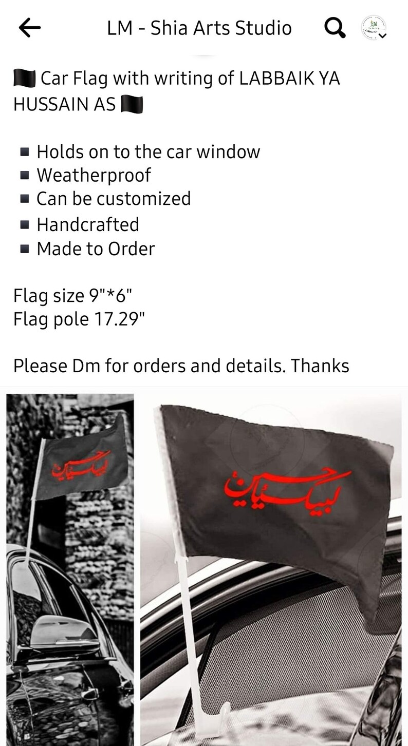 Islamic Shia Car Flags With Labbaik Ya Hussain AS Writing, Can Be ...