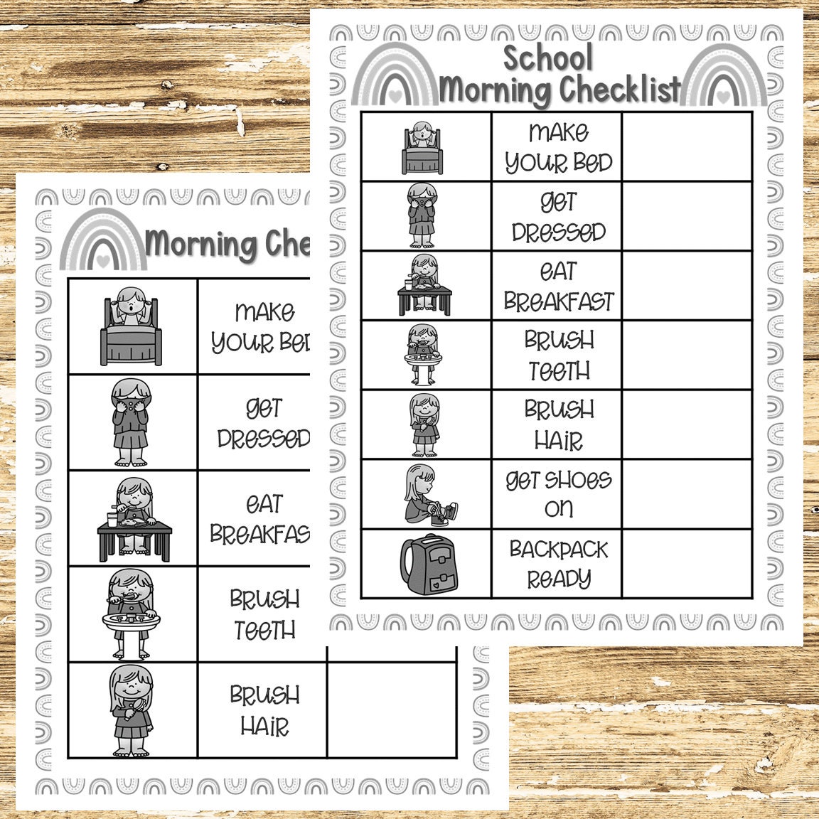 Boho Rainbow Morning & Nighttime Routine Checklist - Etsy