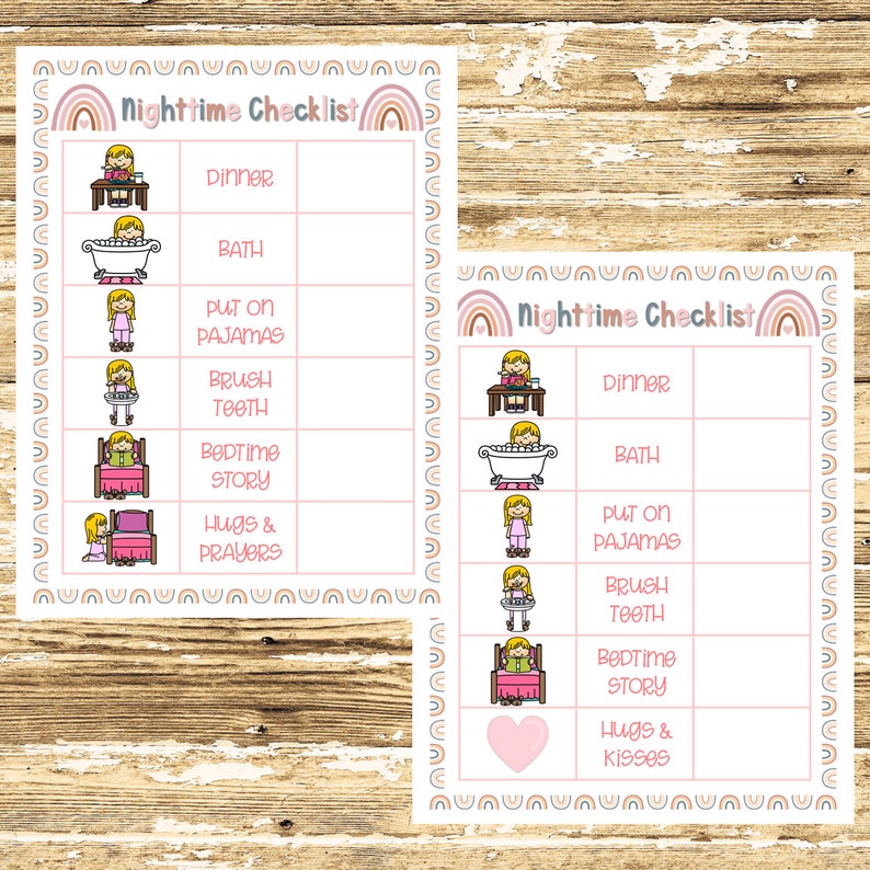 Boho Rainbow Morning & Nighttime Routine Checklist - Etsy