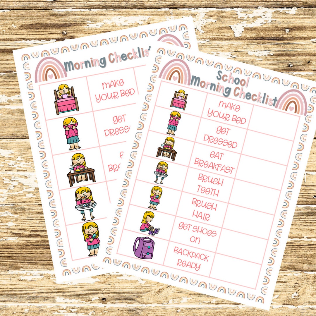 Boho Rainbow Morning & Nighttime Routine Checklist - Etsy