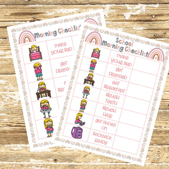 Boho Rainbow Morning & Nighttime Routine Checklist | Etsy