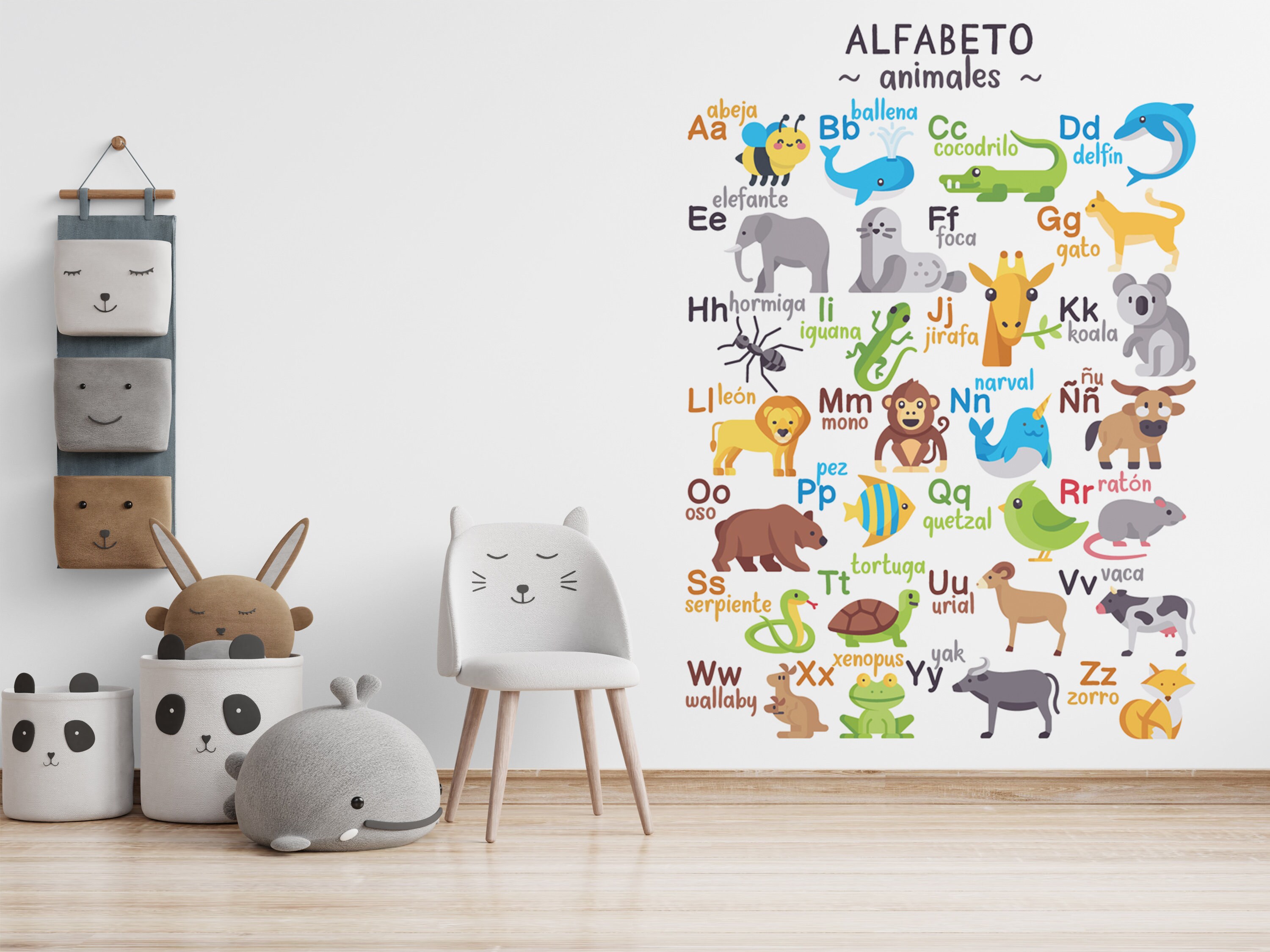 Spanish Alphabet Animals Montessori Digital Print, Learning the ...