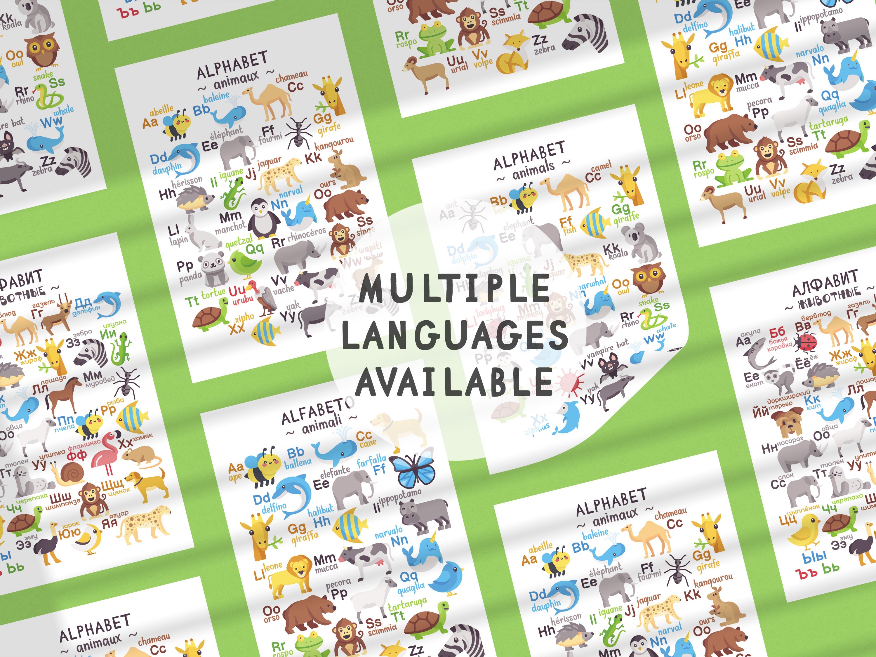 Russian Alphabet With Animals Wall Art Montessori Educational - Etsy