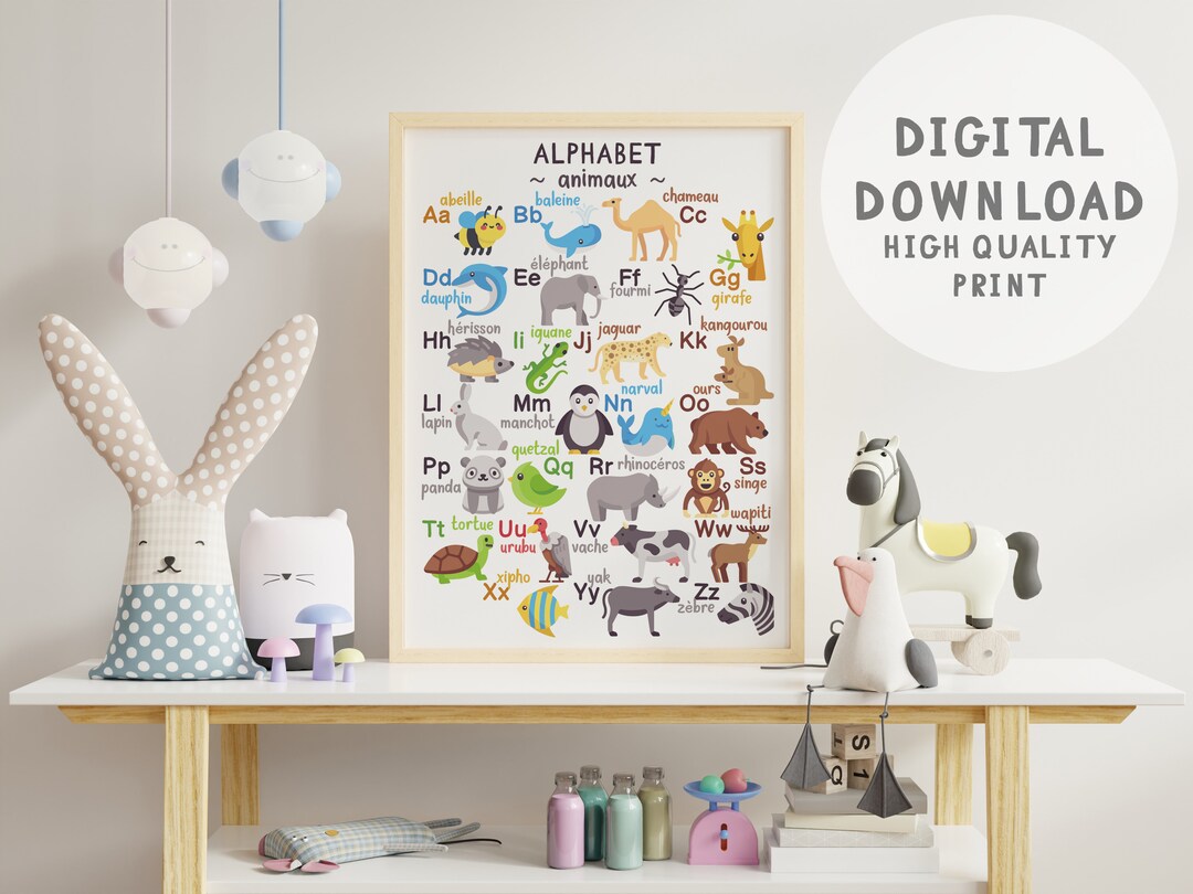 French ABC Alphabet Playroom Montessori Educational Poster Printable ...