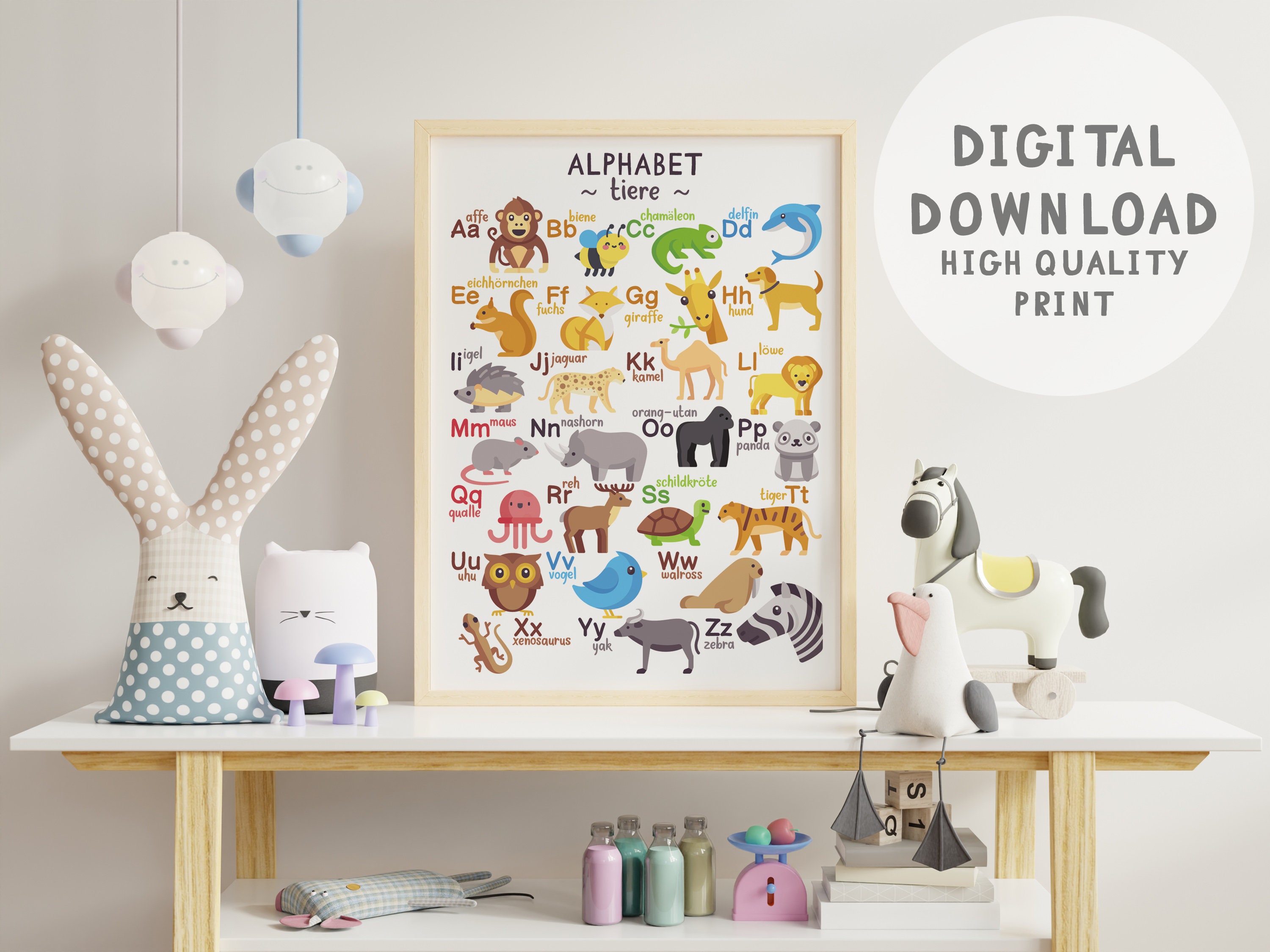 German ABC Alphabet Nursery Kindergarten Learning Poster Wall Hanging ...