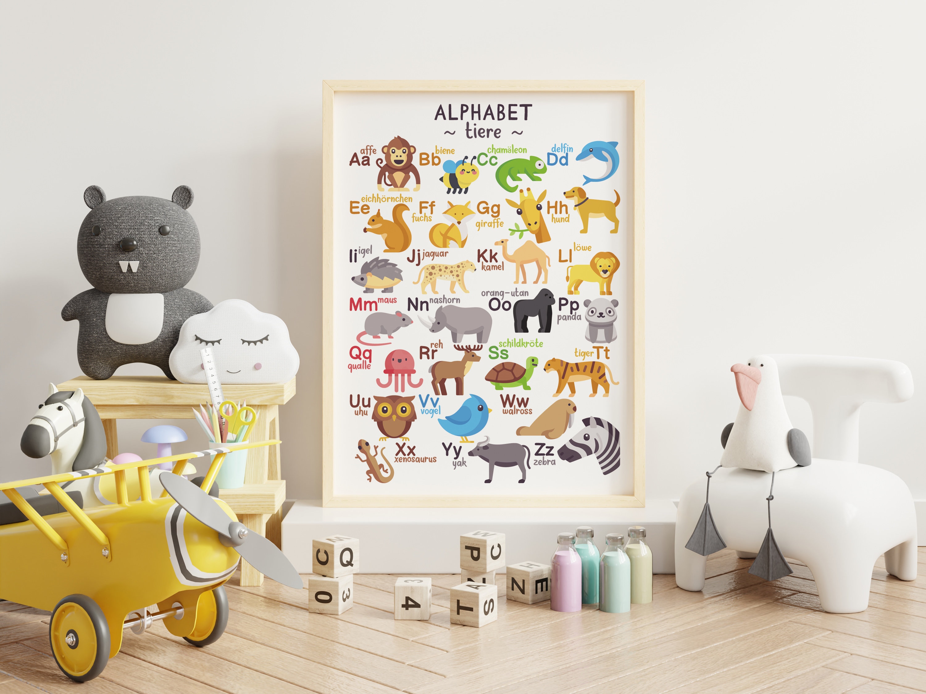 German ABC Alphabet Nursery Kindergarten Learning Poster Wall Hanging ...