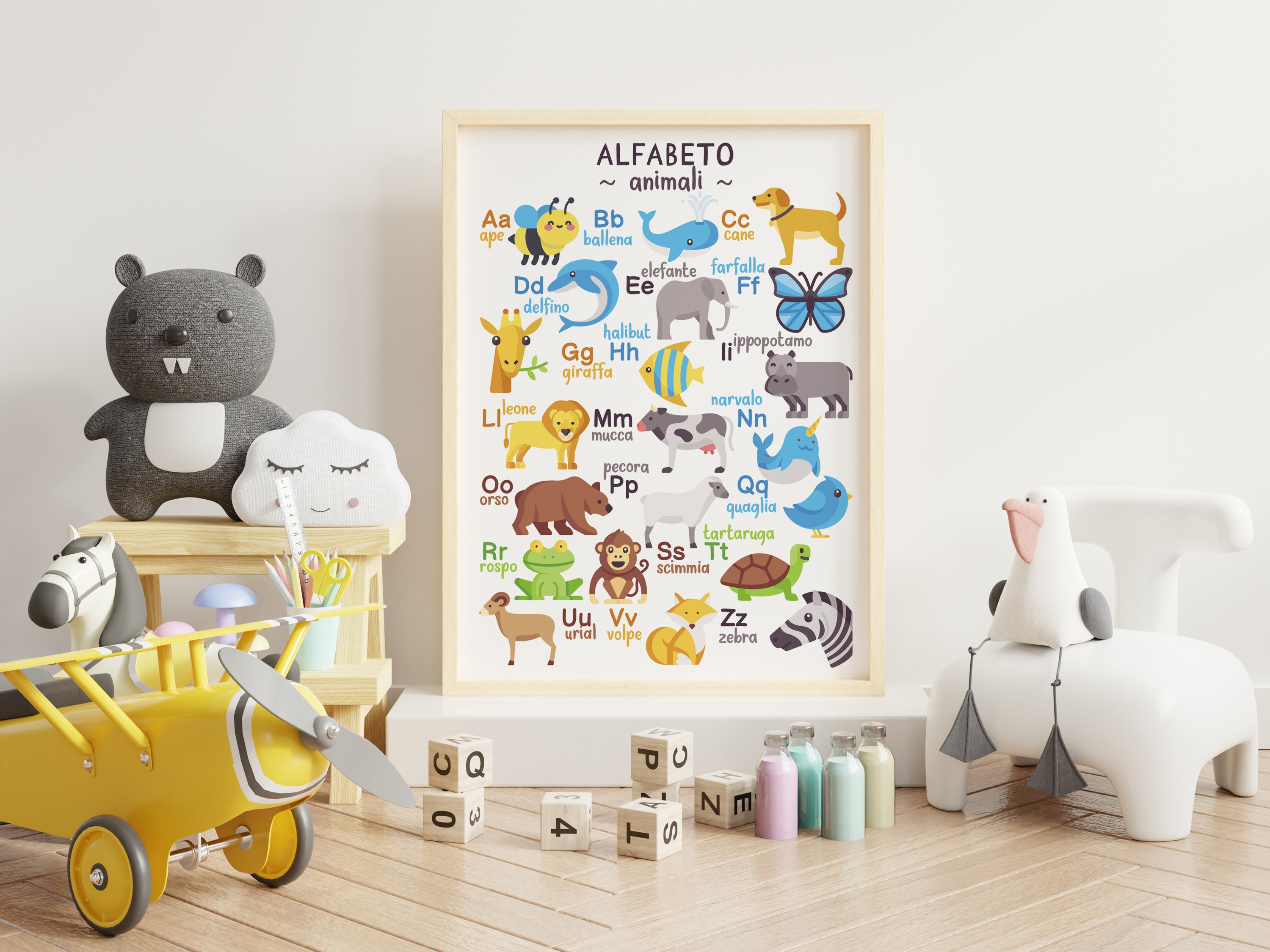 Italian Animals Alphabet Digital Printable Poster Kids | Etsy