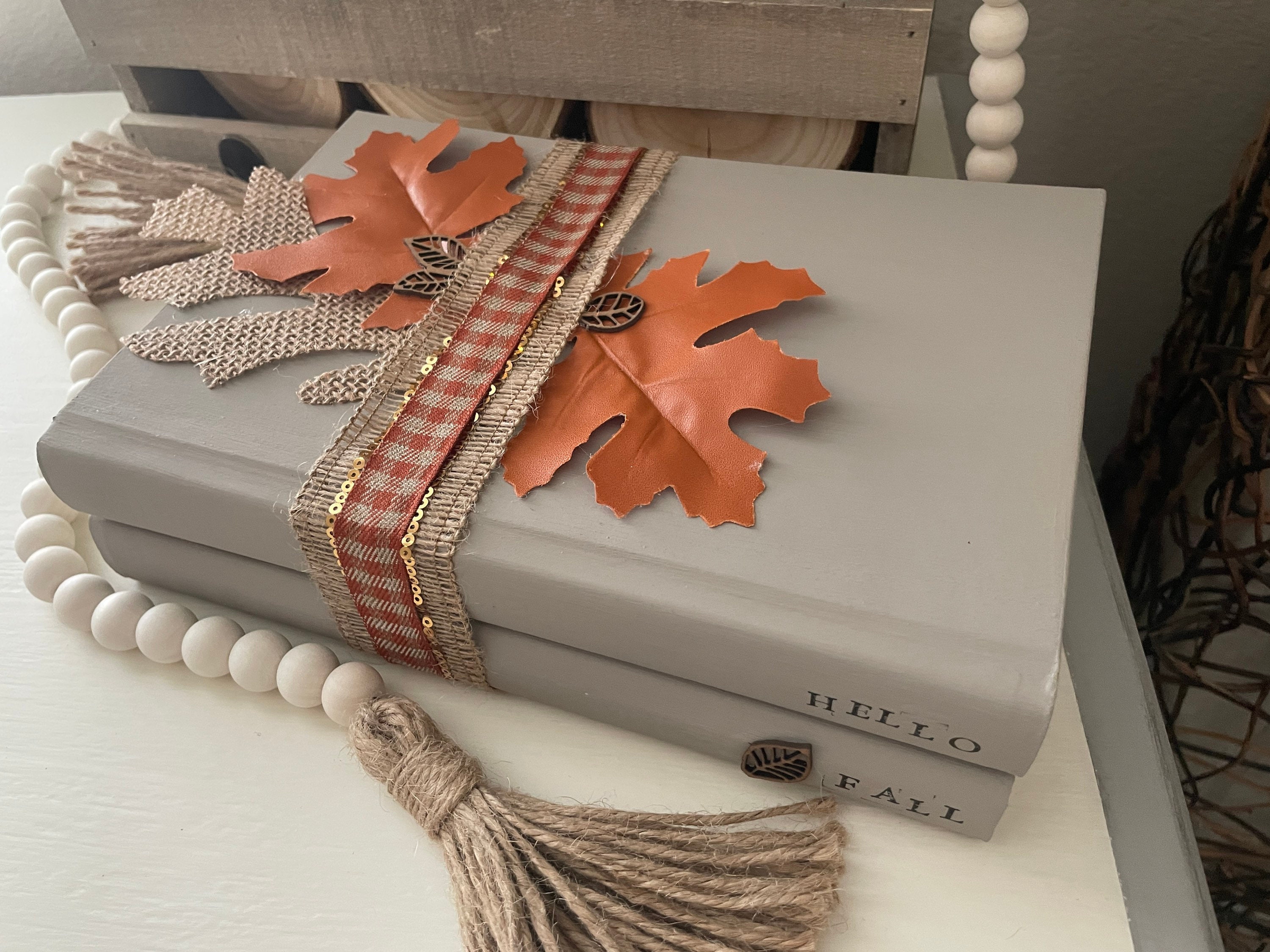 Hello Fall Book Stack Fall Home Decor Farmhouse Home Decor - Etsy